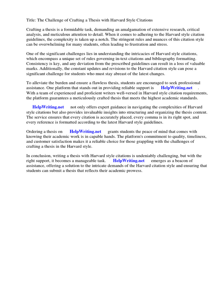 Harvard Style Citation Thesis | PDF | Citation | Apa Style