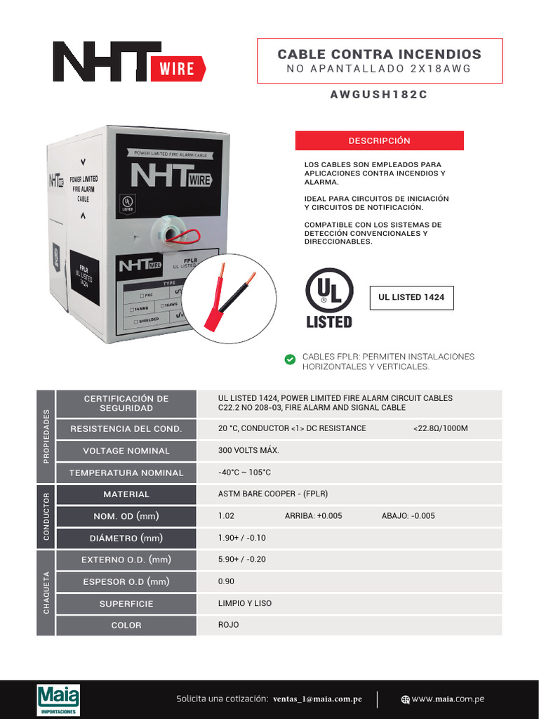 Fichas Tecnicas CABLE NHT WIRE | PDF | Ingenieria Eléctrica | Electromagnetismo