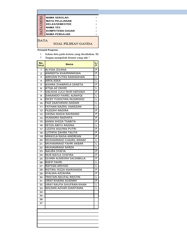 Analisis B Arab Kelas 3a 2023 | PDF