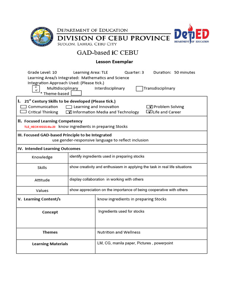 TLE 10-Lesson-Exemplar-stocks-3rd-quarter | PDF | Stock (Food) | Celery