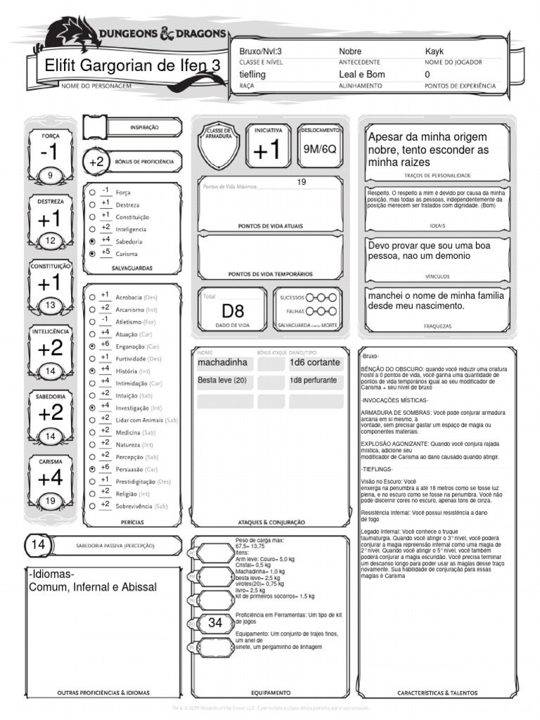 Ficha de D&D (Elifit) | PDF