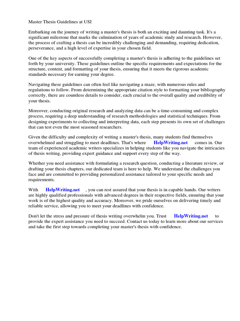 Master Thesis Guidelines Usi | Download Free PDF | Thesis | Methodology