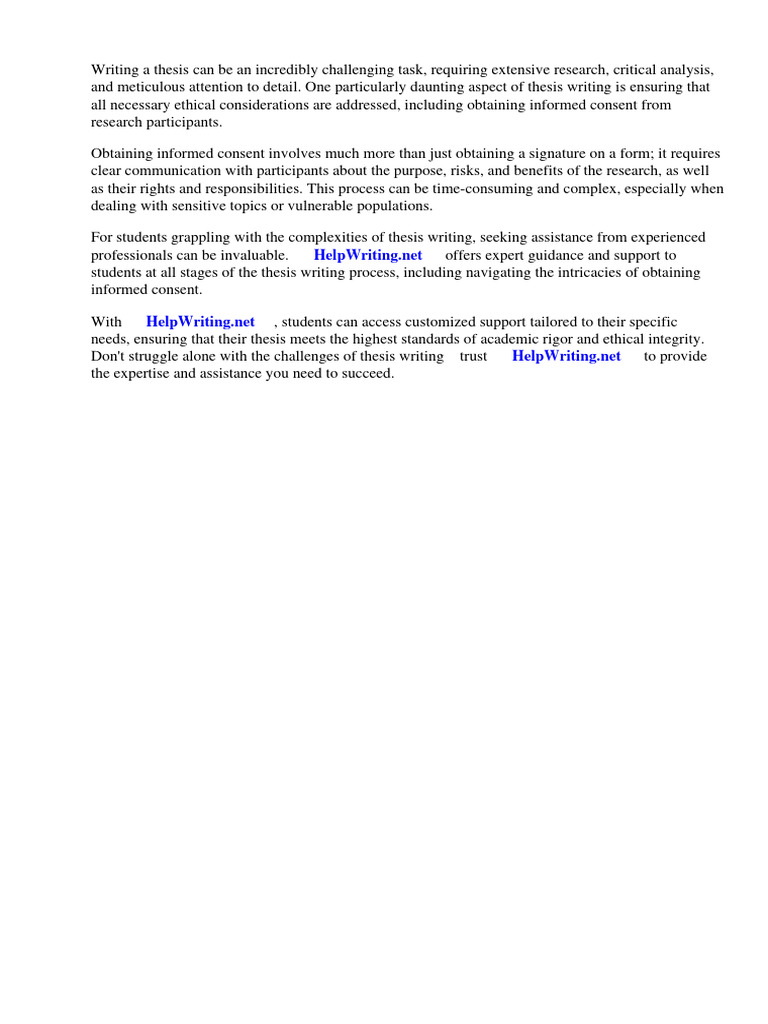 Thesis Informed Consent | PDF | Informed Consent | Medical Ethics