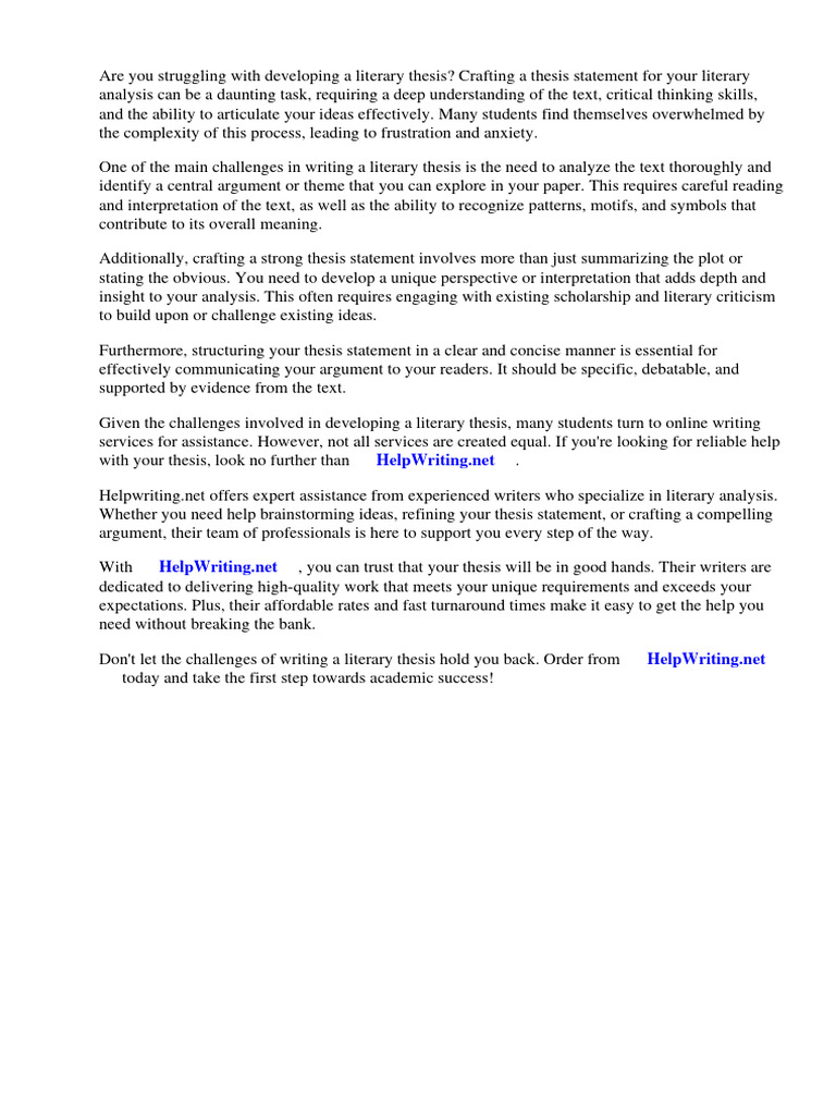 How To Develop A Literary Thesis | PDF | Essays | Thesis