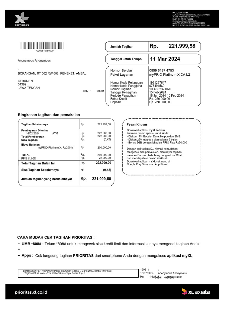 Contoh Billing | PDF