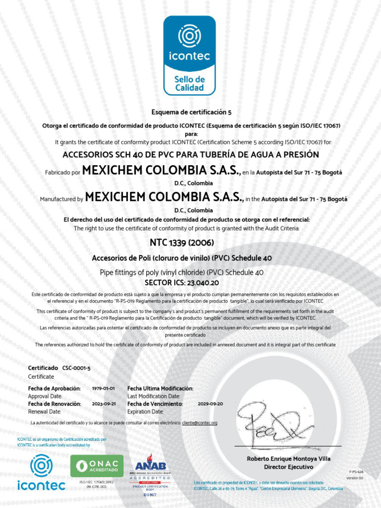 Requisitos Certificación Schedule 1 | PDF