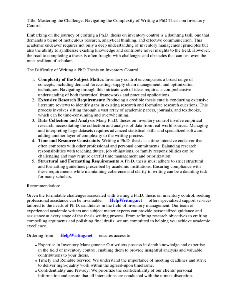 PHD Thesis Inventory Control | PDF | Inventory | Point Of Sale