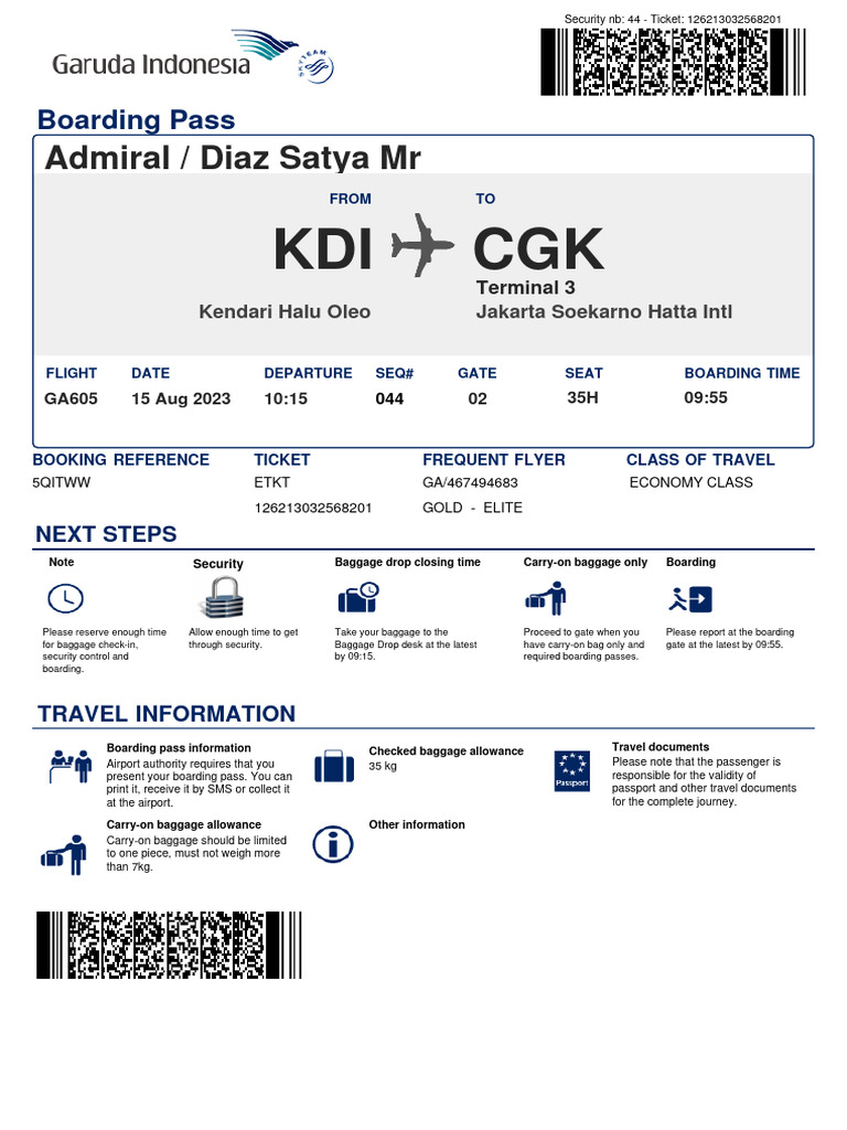 Boarding Pass | PDF | Baggage | Aviation