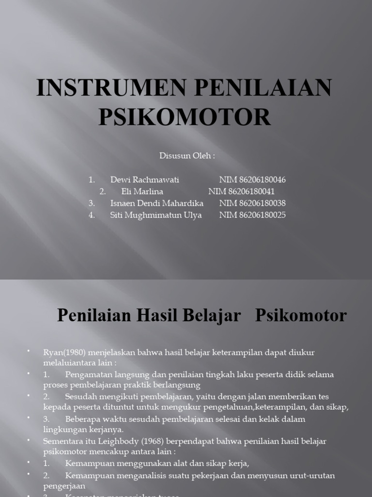 Instrumen Penilaian Psikomotor | PDF | Karier & Perkembangan