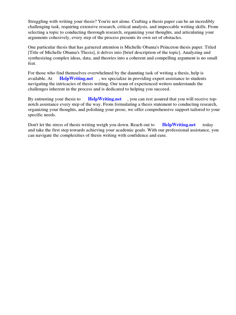Michelle Obama Princeton Thesis Paper | PDF | Michelle Obama ...