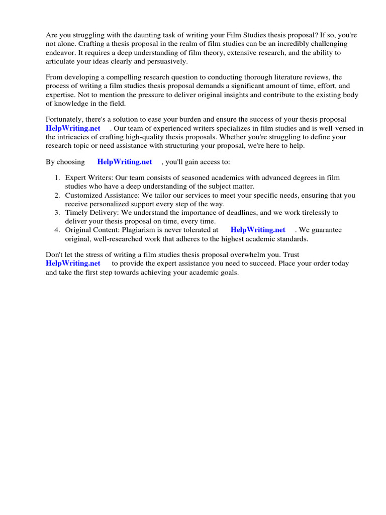 Film Studies Thesis Proposal | PDF | Filmmaking | Screenplay