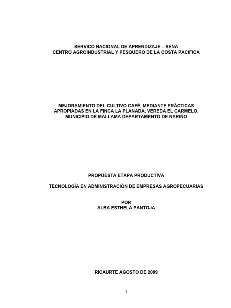 Perfil Proyecto Cafe | PDF | café | Suelo