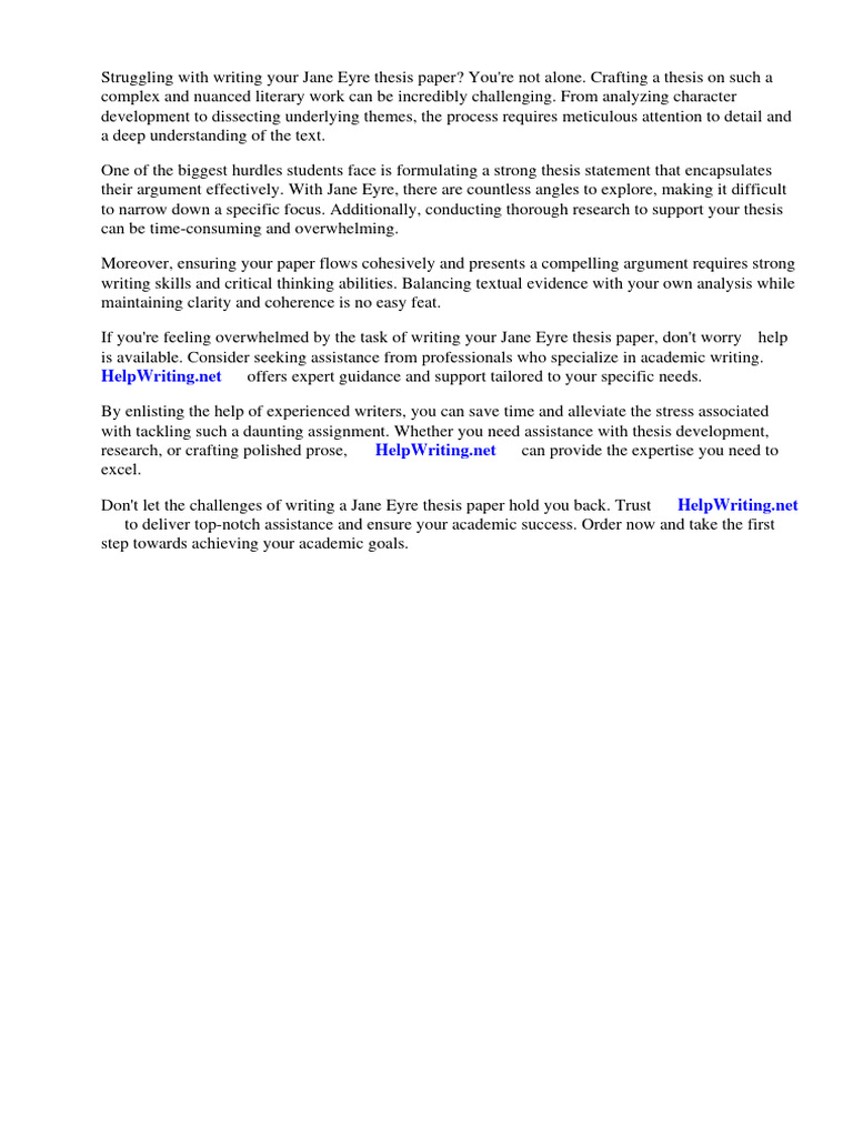 Jane Eyre Thesis Paper | PDF | Jane Eyre