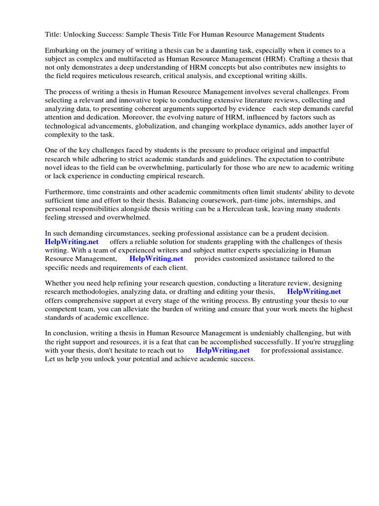Thesis Writing Tips for HRM Students | PDF | Human Resource Management ...