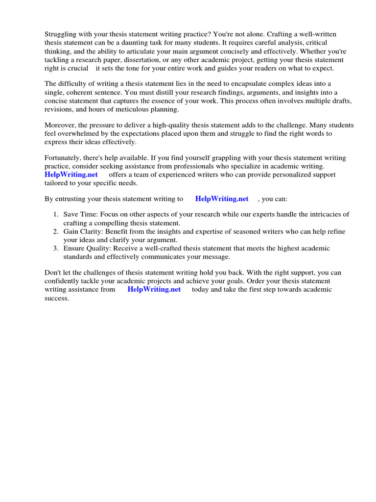 Thesis Statement Writing Practice | PDF | Essays | Thesis