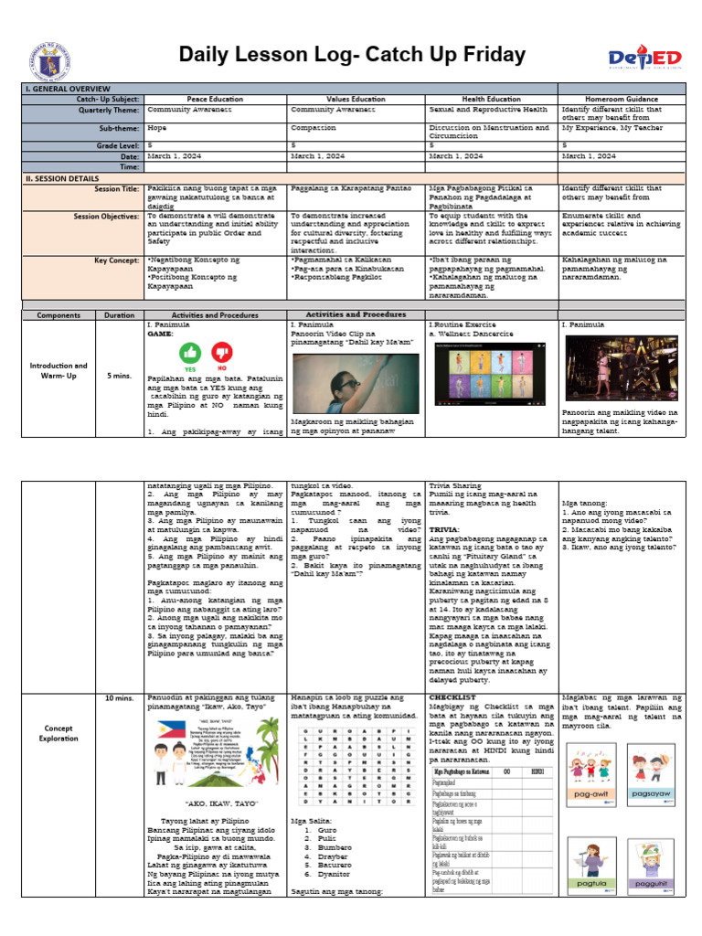 Catch Up Friday Dll March1 | PDF