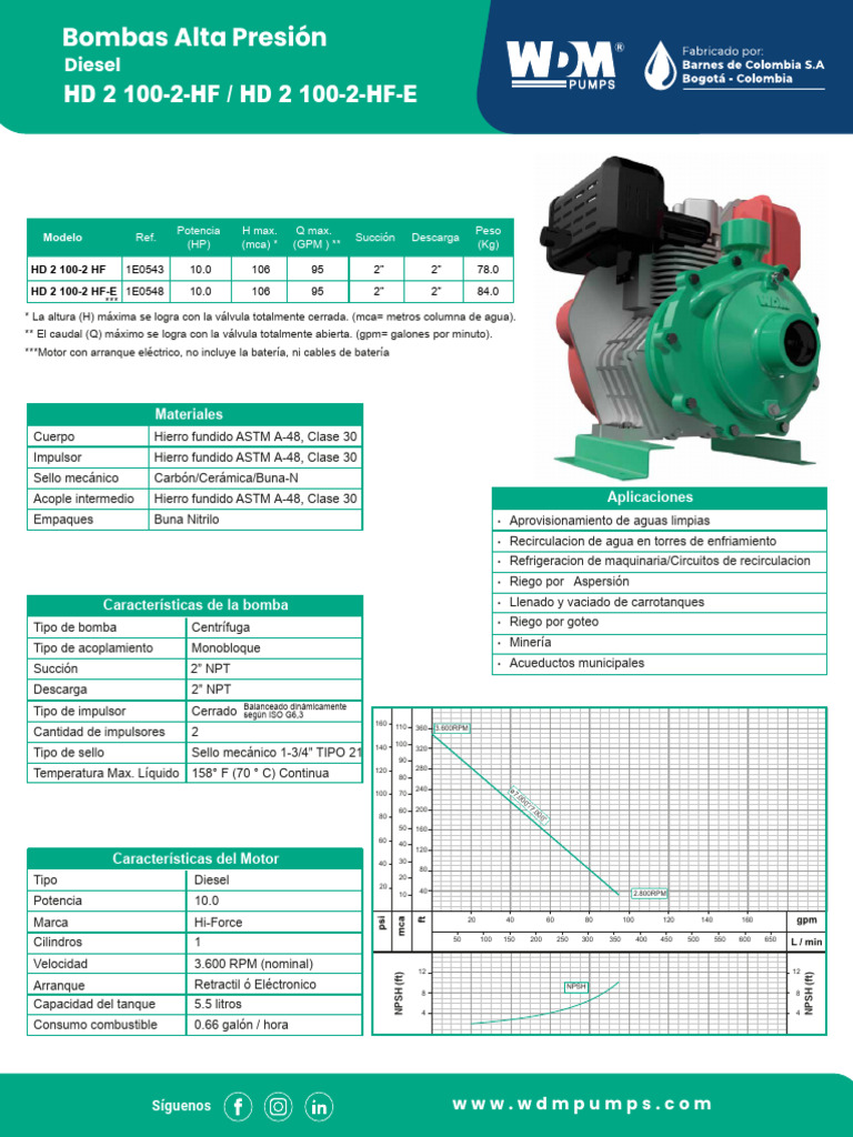 Ficha HD 2 100 2 HF | PDF | Bomba | Bienes manufacturados