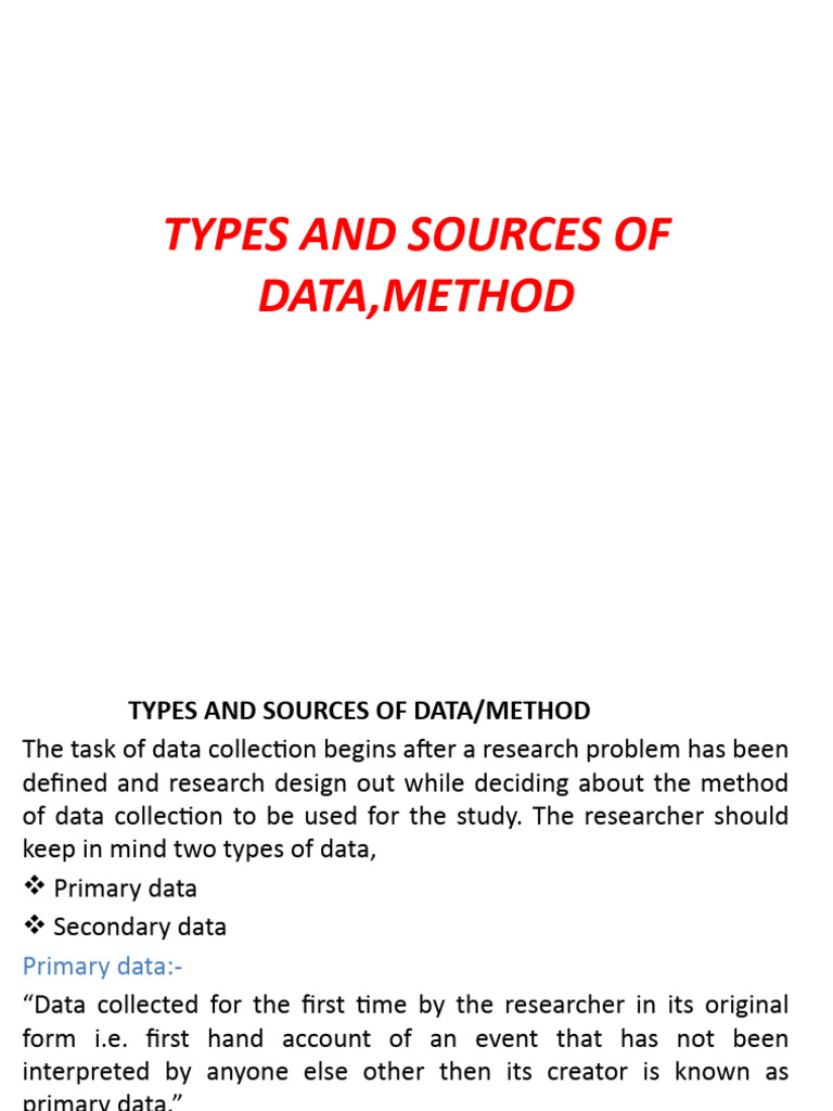 Types and Sources of Datamethod | PDF | Information | Data