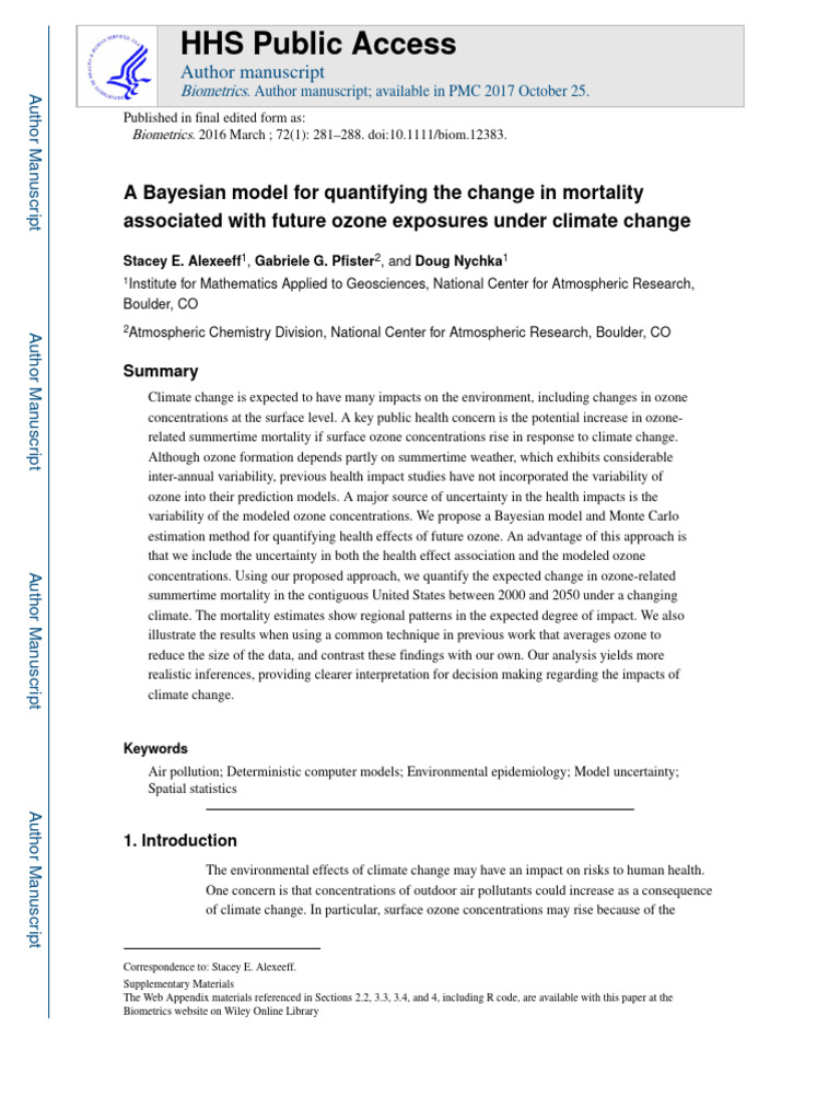 Bayesian Model Ozone and Mortality - Usa.2017 | PDF | Normal ...