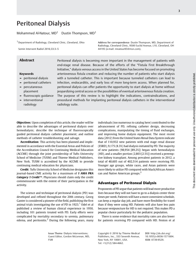 Al-Natour - 2016 - Peritoneal Dialysis | PDF | Interventional Radiology ...