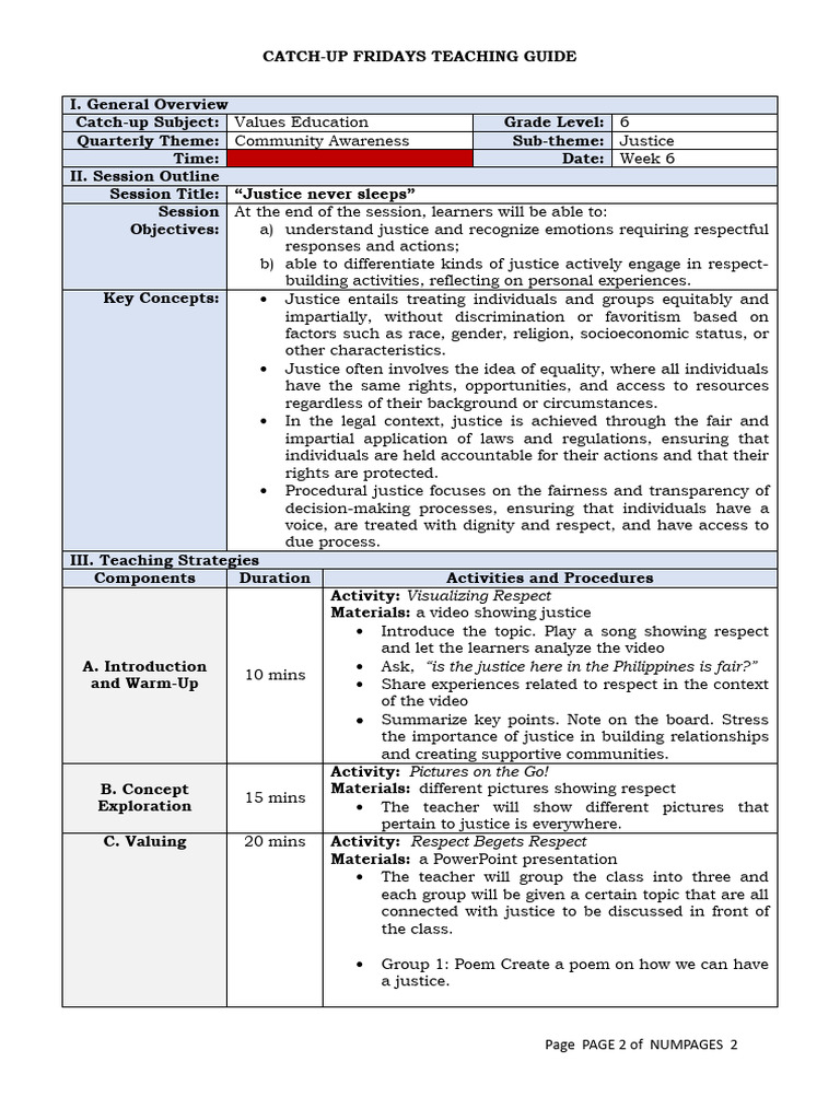 Grade 6 Values Ed | PDF | Justice | Crime & Violence