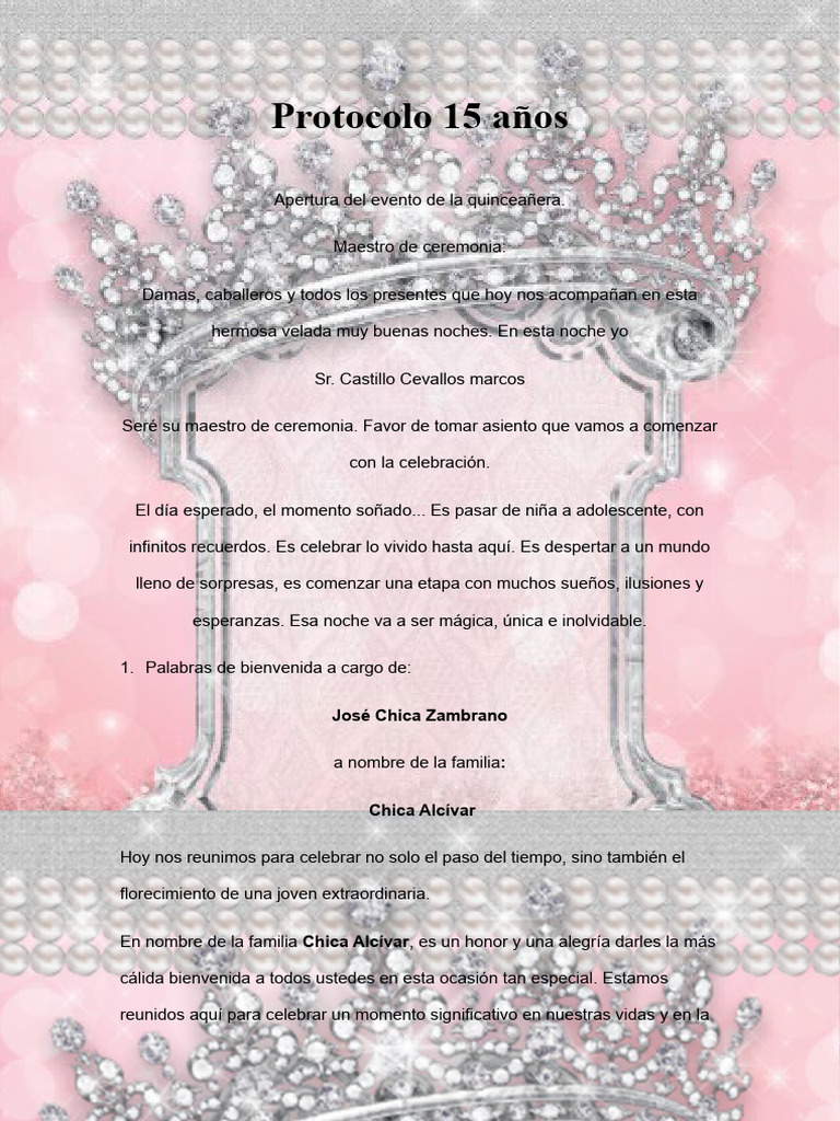 Protocolo 15 Años Javitza | PDF | Ceremonias | Rituales