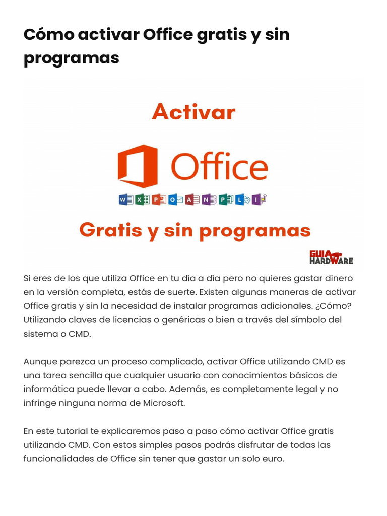 Cómo activar Office gratis y sin programas | PDF | Microsoft Office ...