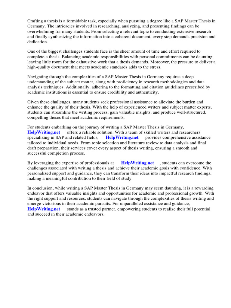 Sap Master Thesis Germany | PDF | Thesis | Methodology