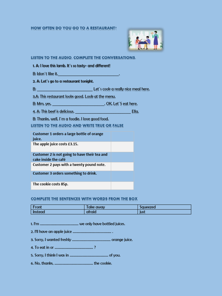 How Often Do You Go To A Restaurant | PDF