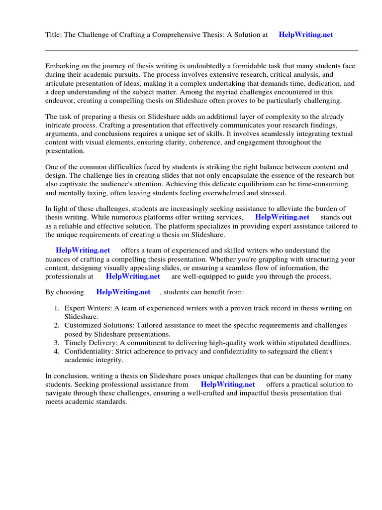 Slideshare Thesis Writing | PDF | Thesis | Essays