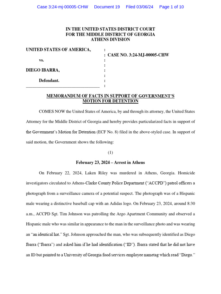 Facts in Support of Motion To Detain Diego Ibarra Final Version Filed ...