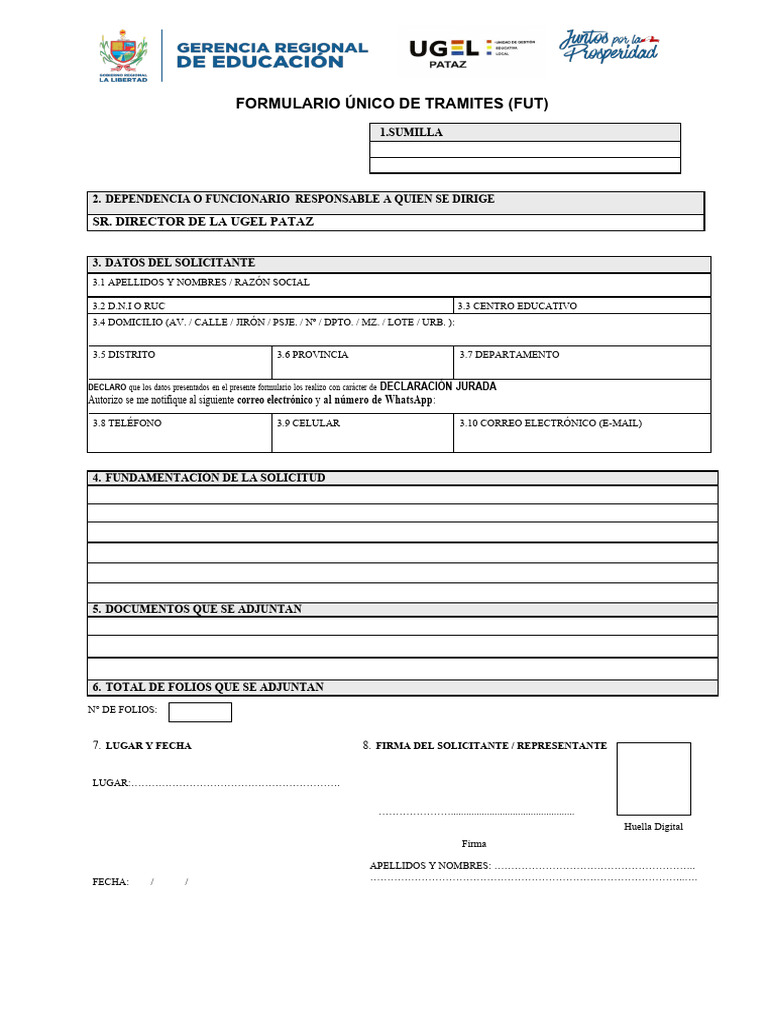 Formulario Único de Tramites para Contrato | PDF