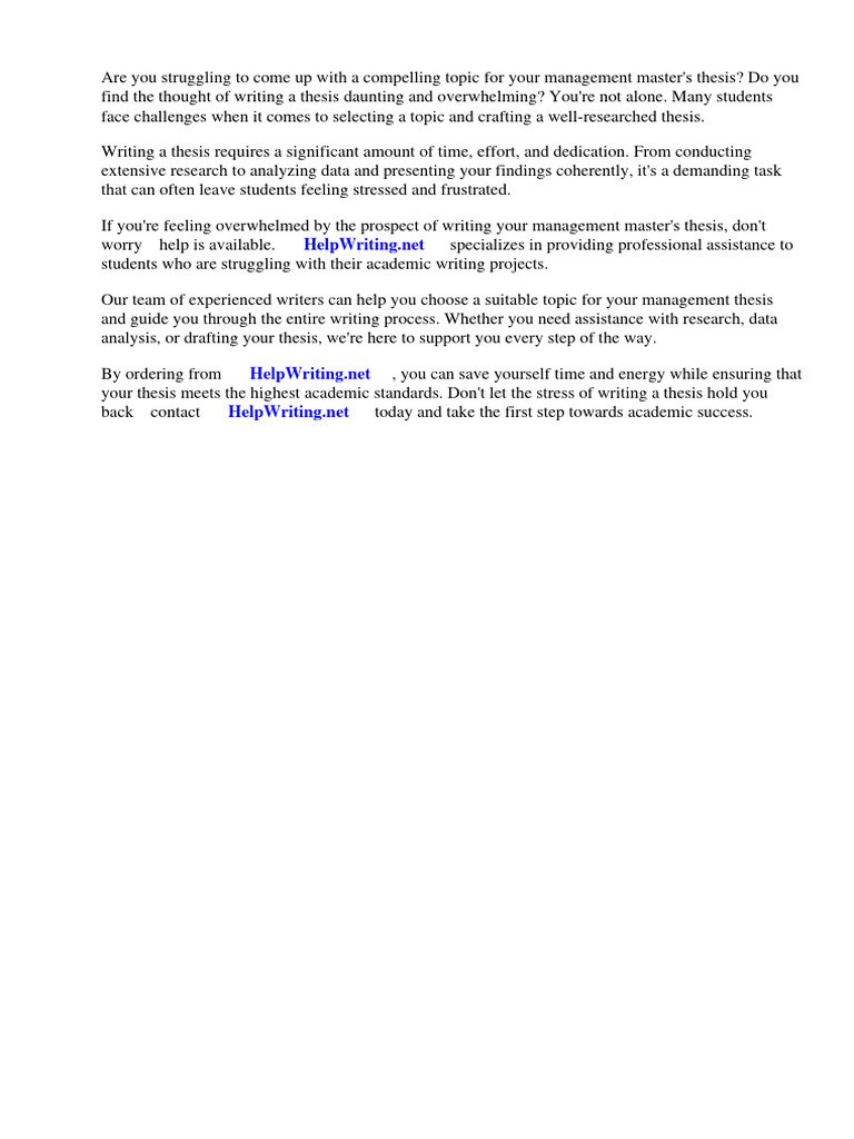 Management Masters Thesis Topics | PDF | Thesis | Project Management