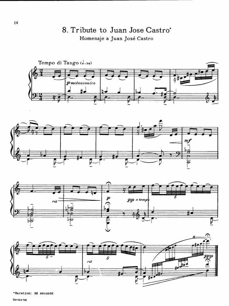 Homenaje A Juan Jose Castro - Preludio para Piano - Ginastera | PDF