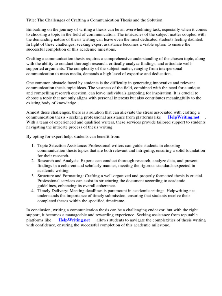 Communication Thesis Topic Ideas | PDF | Communication | Thesis Communication Thesis Topic Ideas | PDF | Communication | Thesis