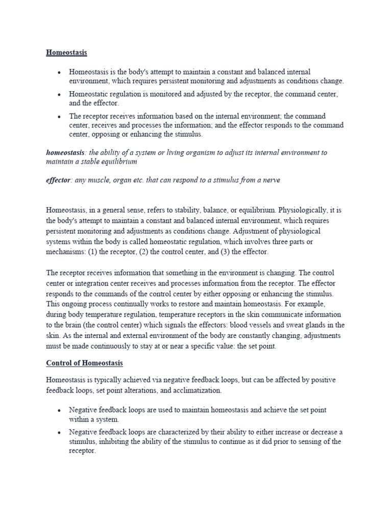 Homeostasis and Skin | PDF | Homeostasis | Integumentary System