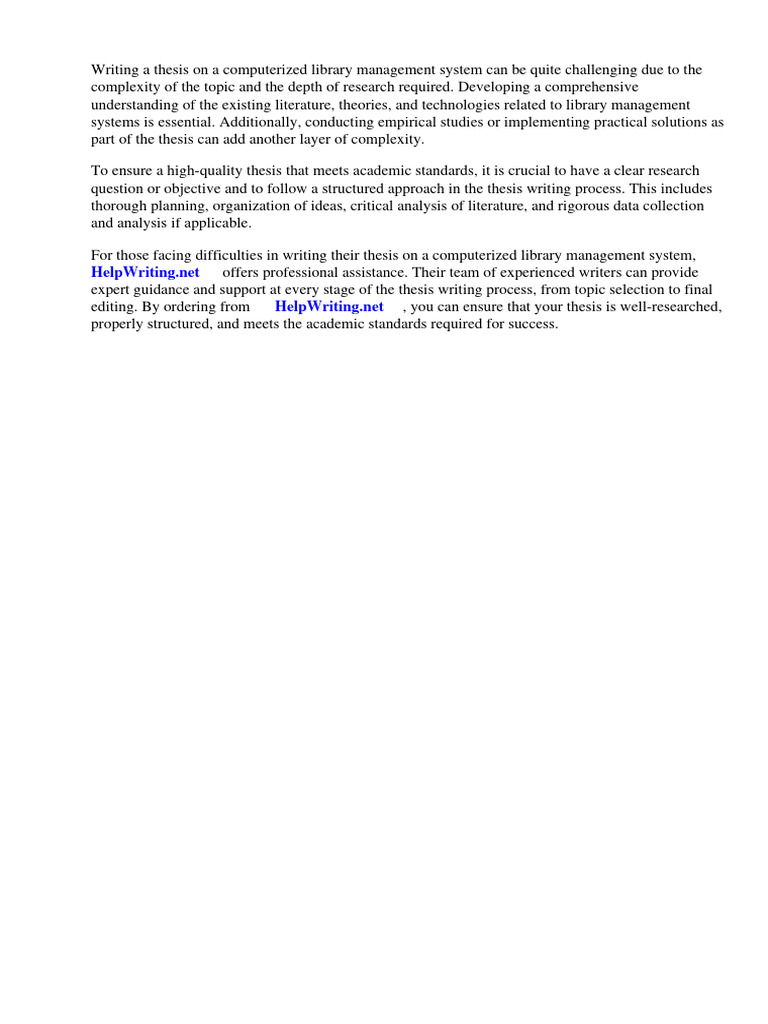 Computerized Library Management System Thesis | PDF | Libraries | Books