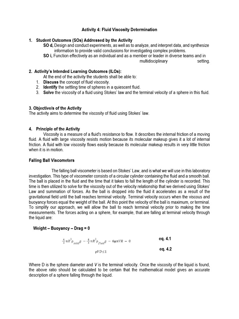 Lab 4 | PDF | Viscosity | Density
