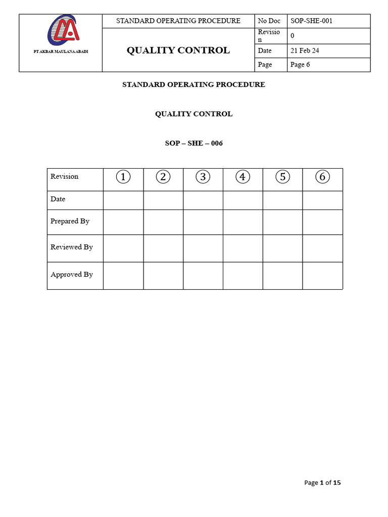 SOP Quality Control Revisi | PDF | Quality Assurance | Verification And ...