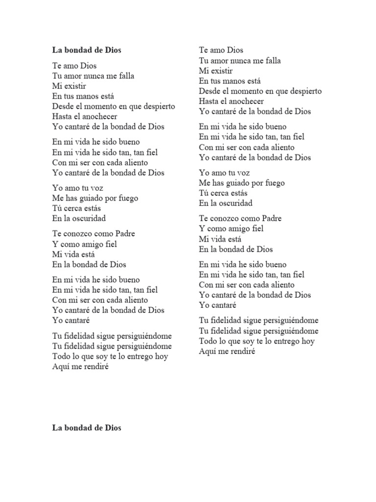Letra La Bondad de Dios | PDF