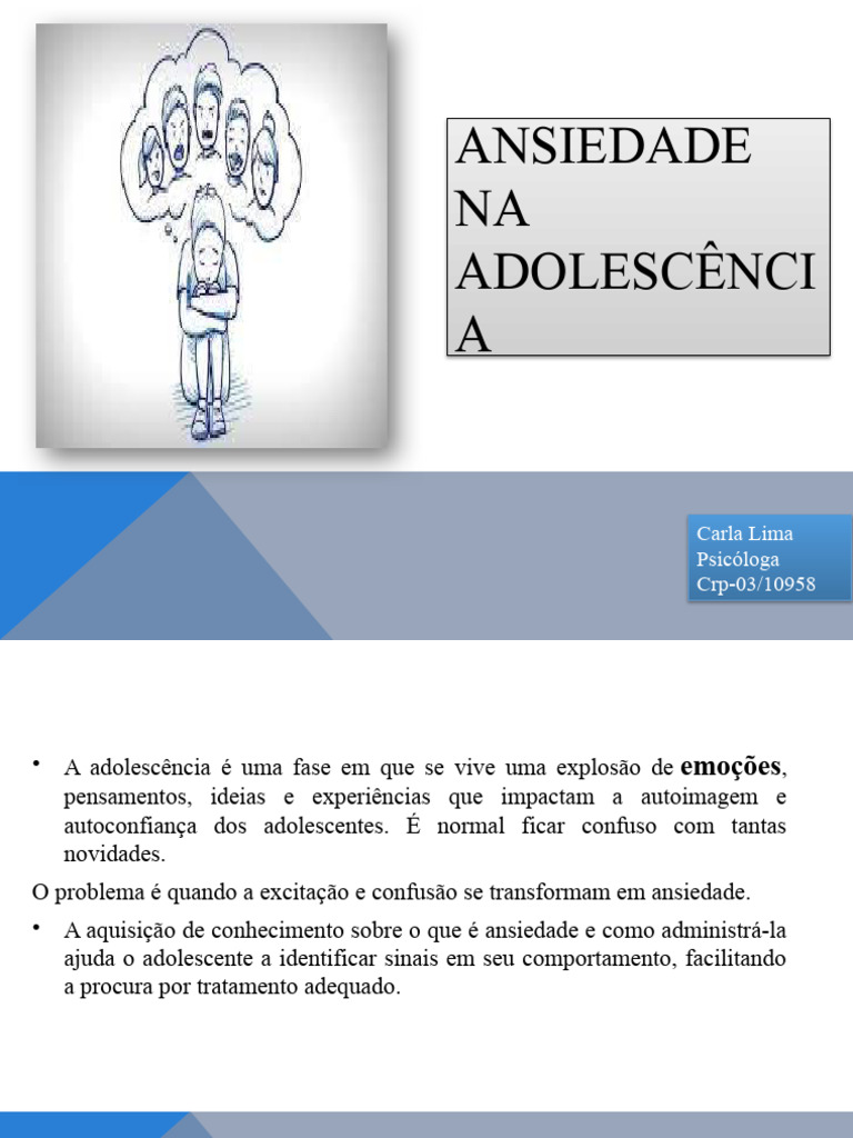 Ansiedade Na Adolescencia e Autoestima-1 | PDF | Ansiedade | Adolescência