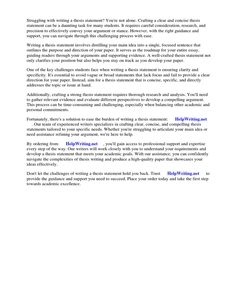How Do You Write A Clear Thesis Statement | PDF | Essays | Thesis
