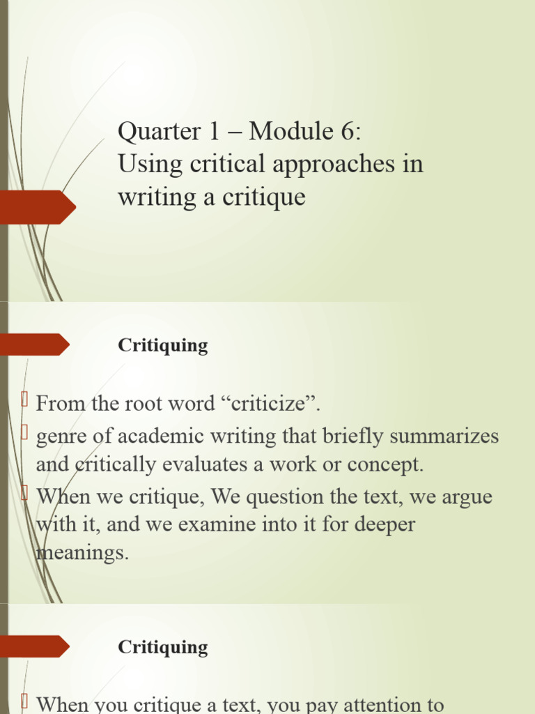 Critiquing Academic Texts: Methods & Tips | PDF | Feminism | Gender Studies