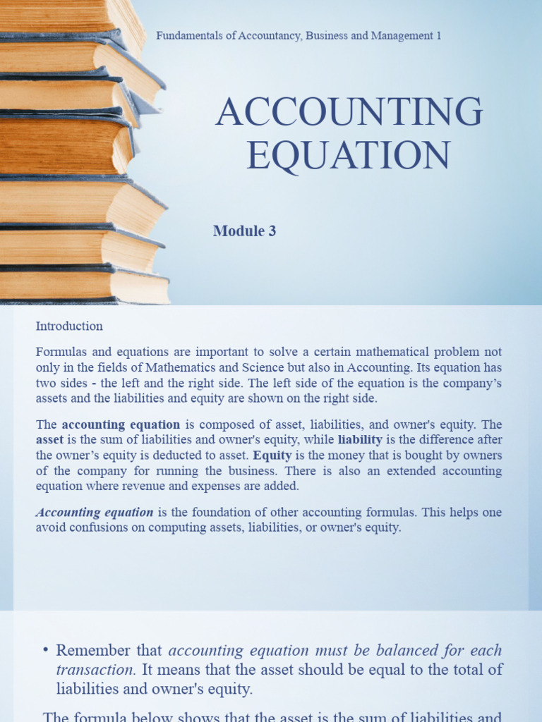 Accounting Equation | PDF | Equity (Finance) | Expense