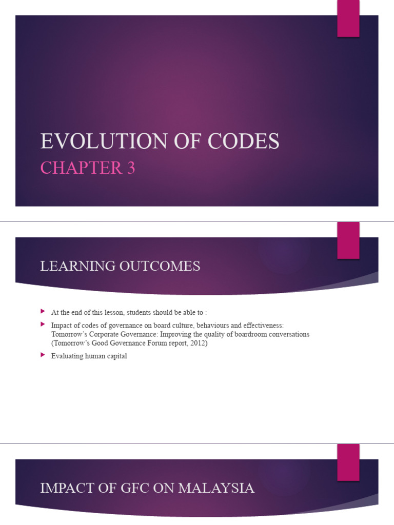 Chapter 3 Evolution Of Codes Pdf Governance Corporate Governance