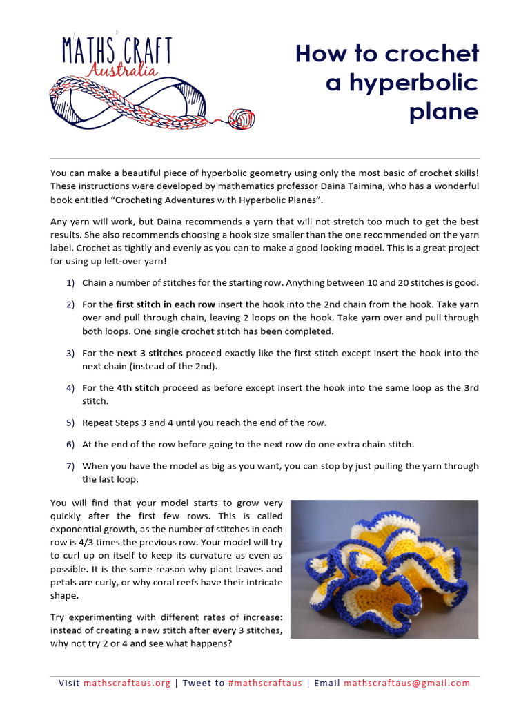 Hyperbolic Crochet Instructions | PDF | Axiom | Hyperbolic Geometry