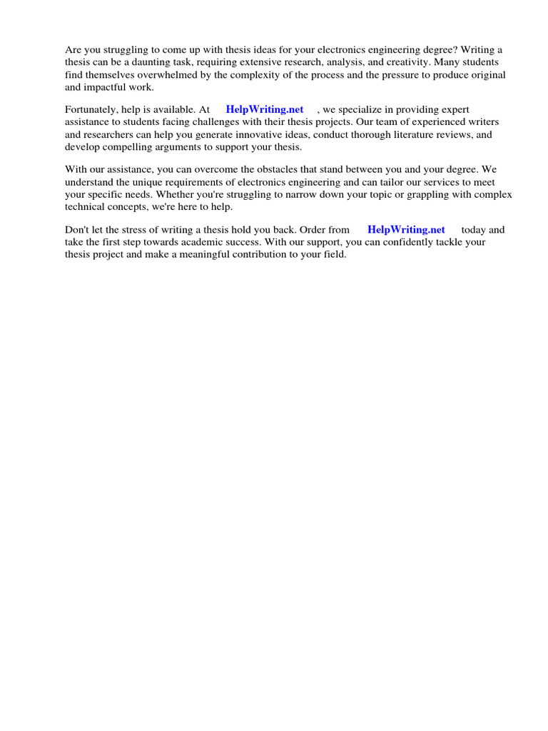 Thesis Ideas For Electronics Engineering | PDF | Thesis | Engineering