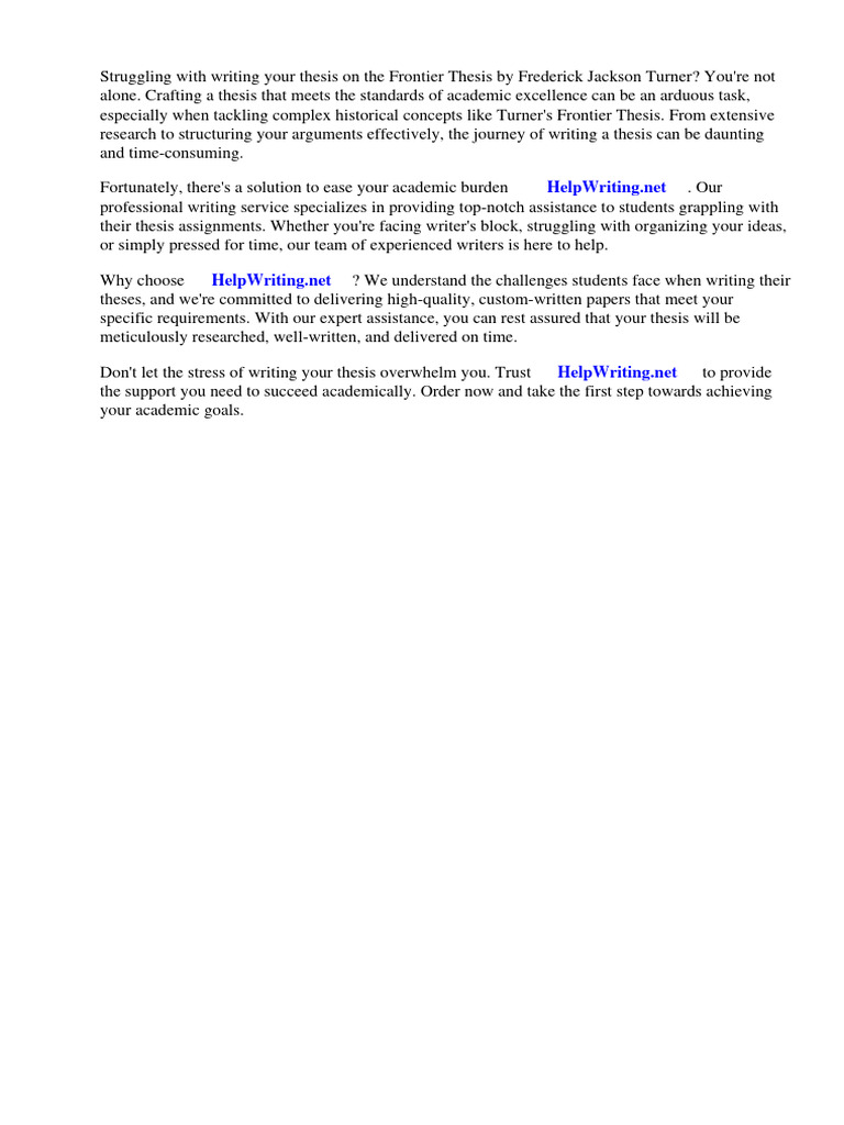 Frontier Thesis Frederick Jackson Turner | PDF | American Frontier ...