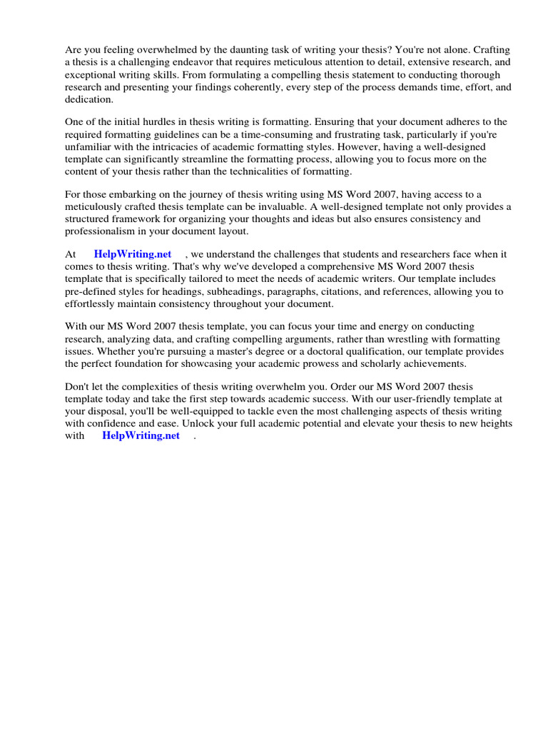 Ms Word 2007 Thesis Template | PDF | Thesis | Microsoft Word