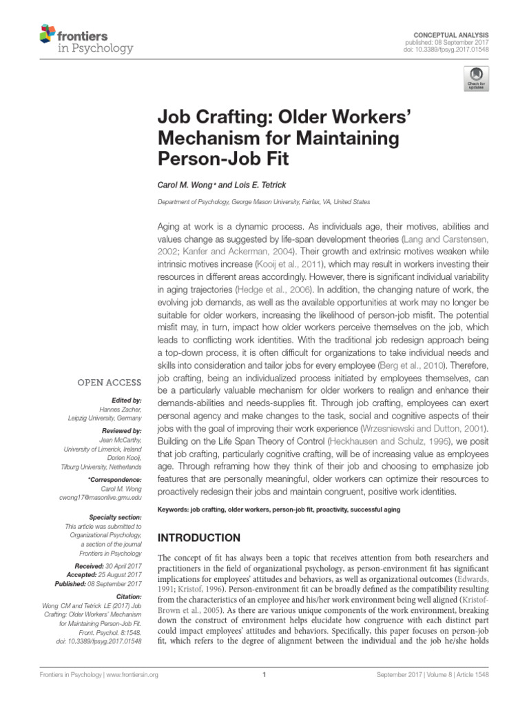 Job Carfting Older Workers | PDF | Motivational | Motivation